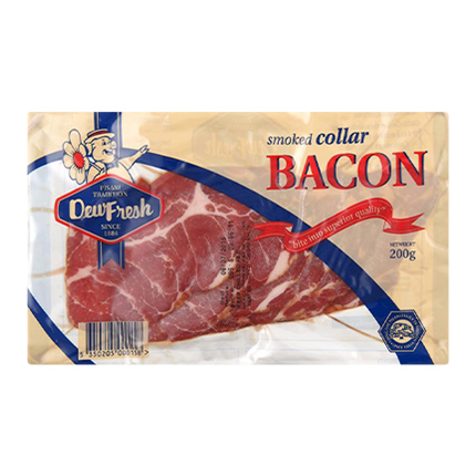 DEWFRESH COLLAR BACON 200 GRMS - Arkadia Foodstore Gozo