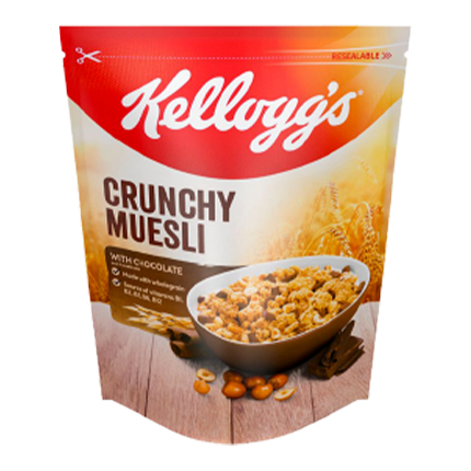 KELLOGGS CRUNCHY MUESLI EXTRA CHOC 450 GRMS - Arkadia Foodstore Gozo