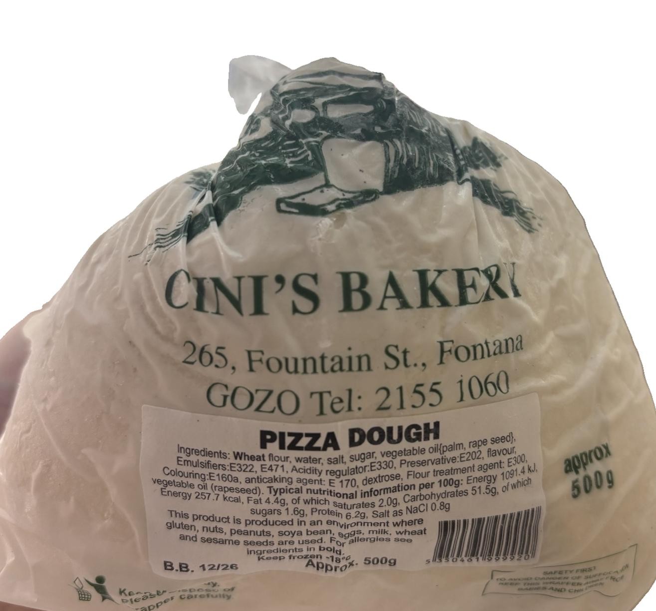 CINI'S BAKERY PIZZA DOUGH 500 GRMS - Arkadia Foodstore Gozo